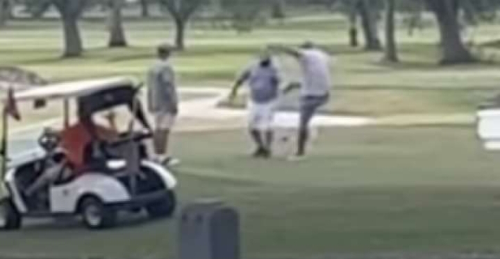Crazy fight on golf course ends with humiliating failed kick and an all ...
